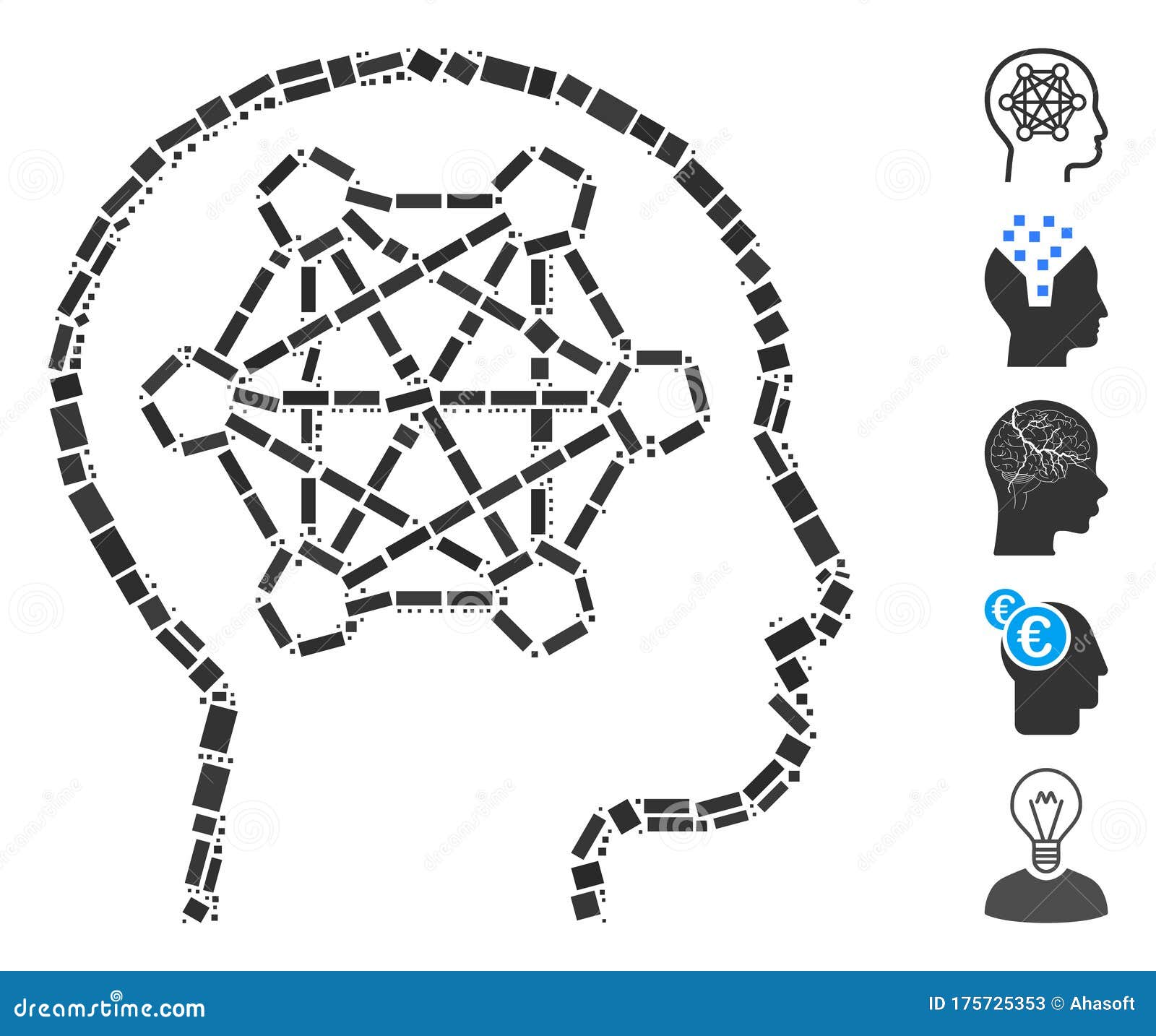 Rectangular Collage Human Brain Stock Illustration - Illustration of ...