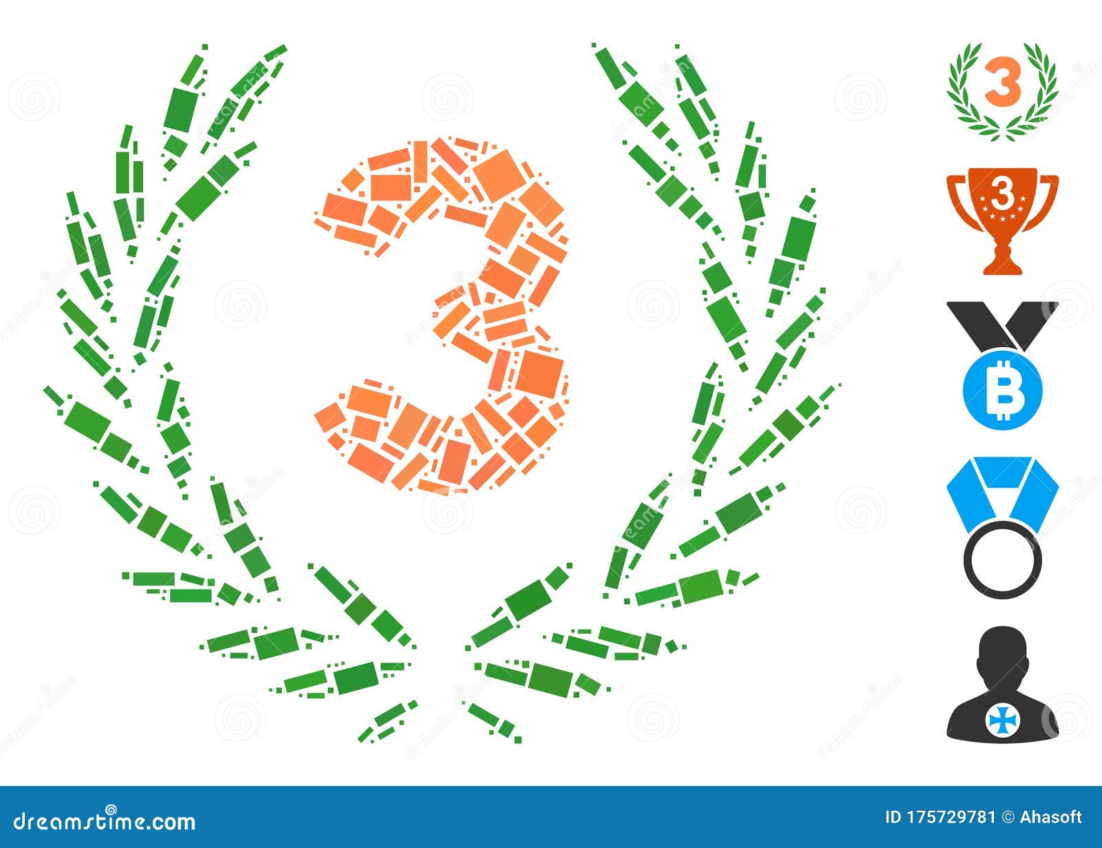 Rectangular Collage Third Laurel Wreath Stock Illustration ...