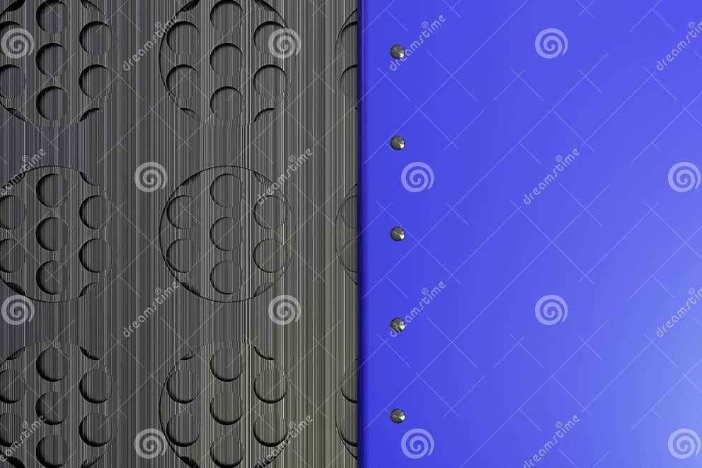 Rectangular Colored Plate with Rivets on Circular Grille Background ...