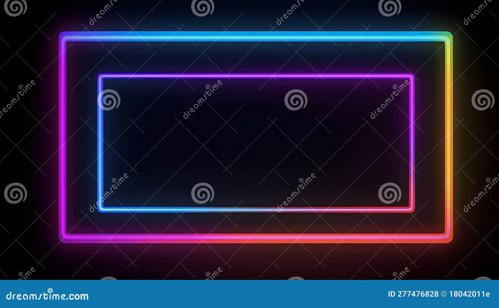 Rectangular Colourful Neon Border, Frame for Banner Design Graphic ...