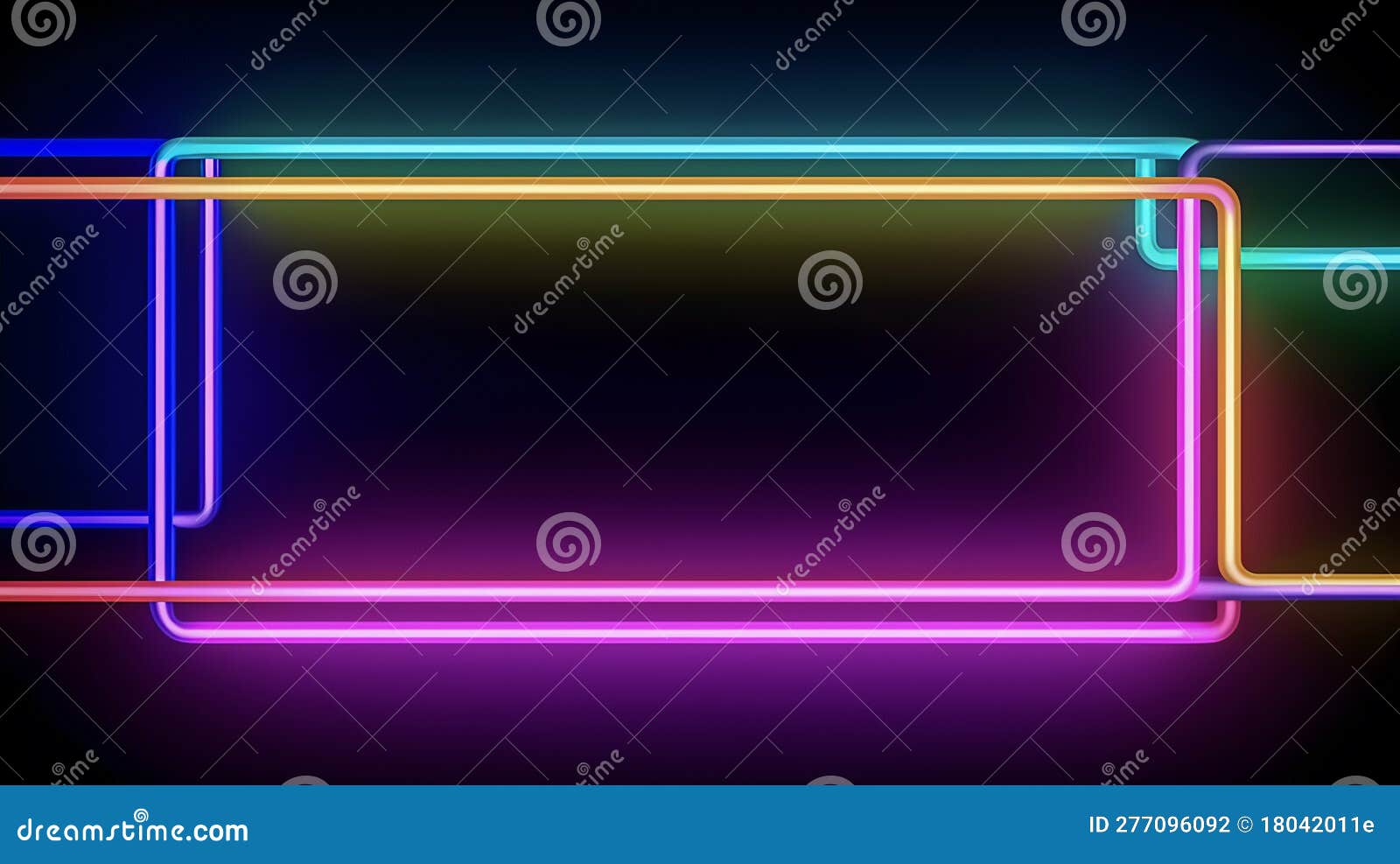 Rectangular Colourful Neon Border, Frame for Banner Design Graphic ...