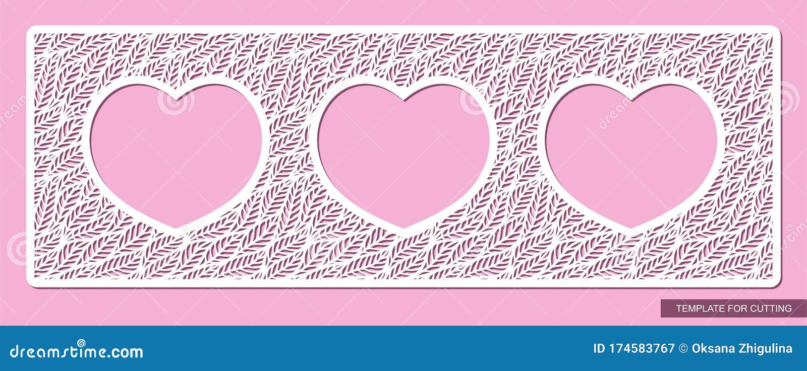 Rectangular Combined Frame for Three Wedding Photos Heart Shaped. Stock ...