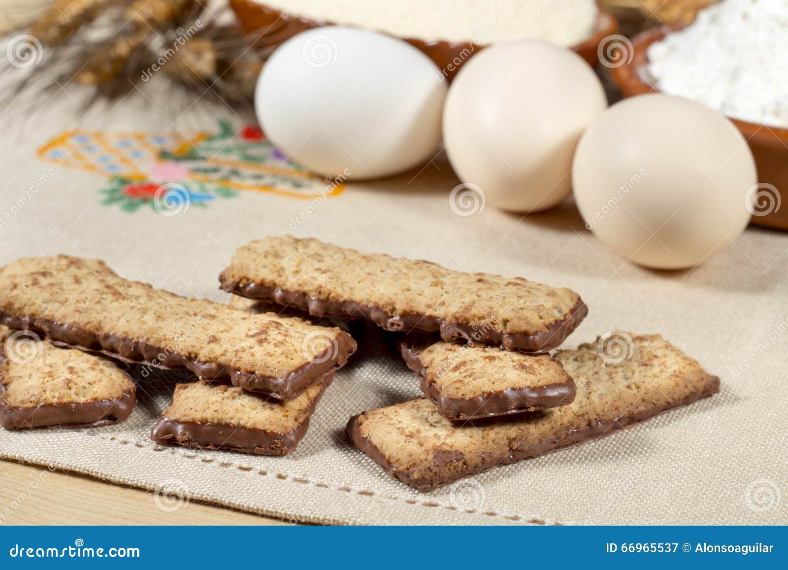 Rectangular Cookies with Chocolate Stock Image - Image of crop ...