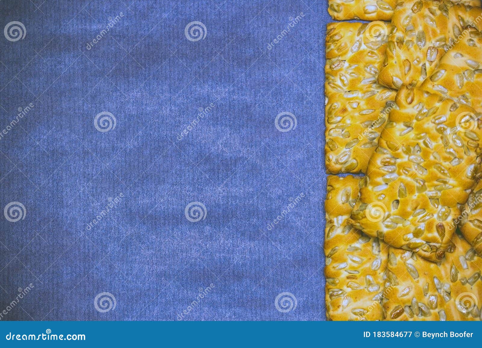 Rectangular Cookies on a Dark Blue Background Copy Space Stock Image ...