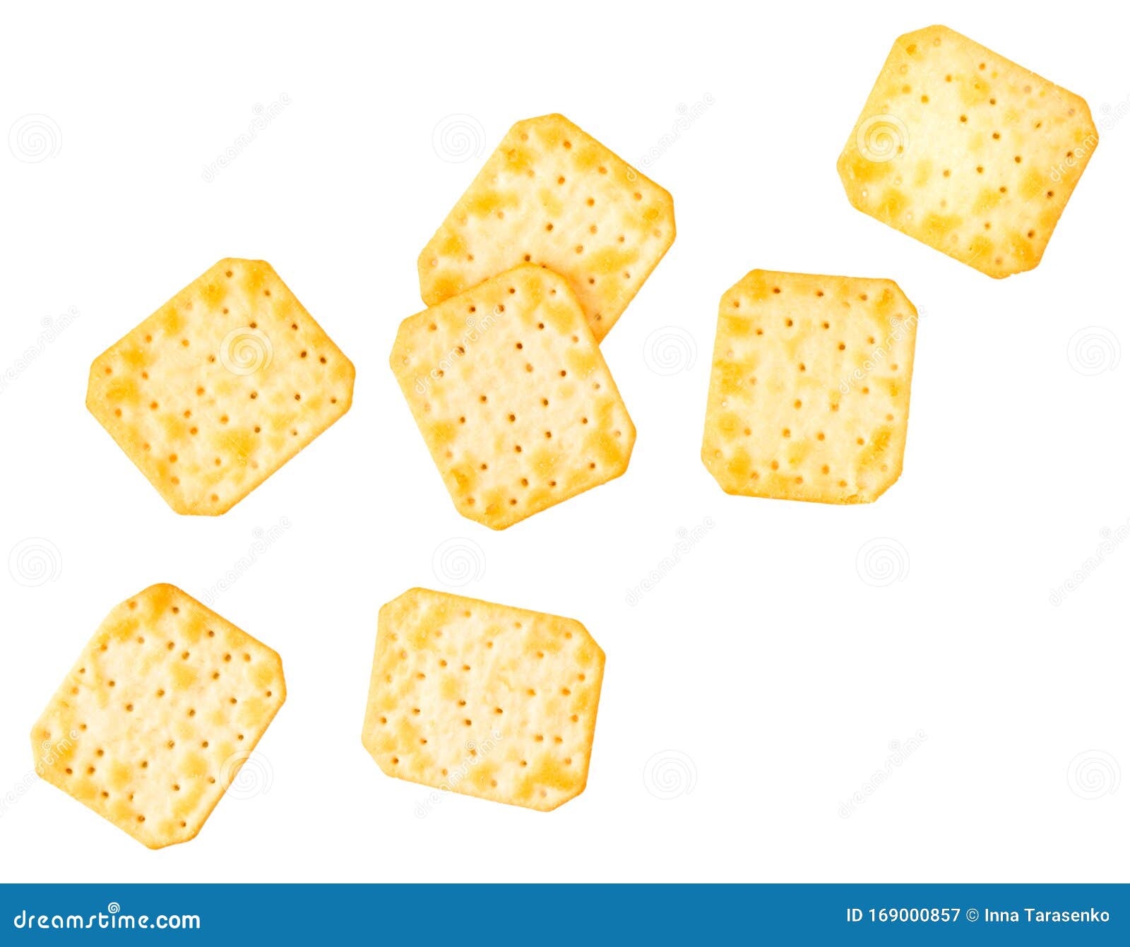 Rectangular Crackers Fly on a White Background. Stock Image - Image of ...