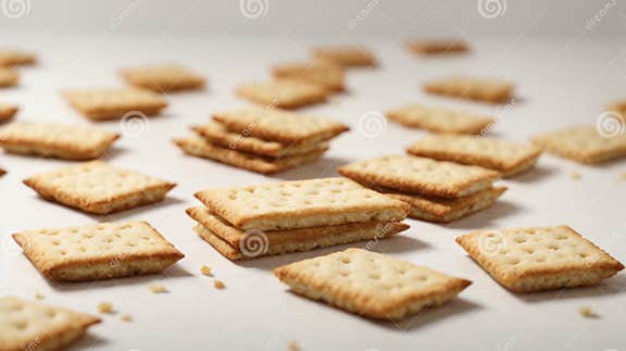 Rectangular Crackers Fly on a White Background. Stock Illustration ...