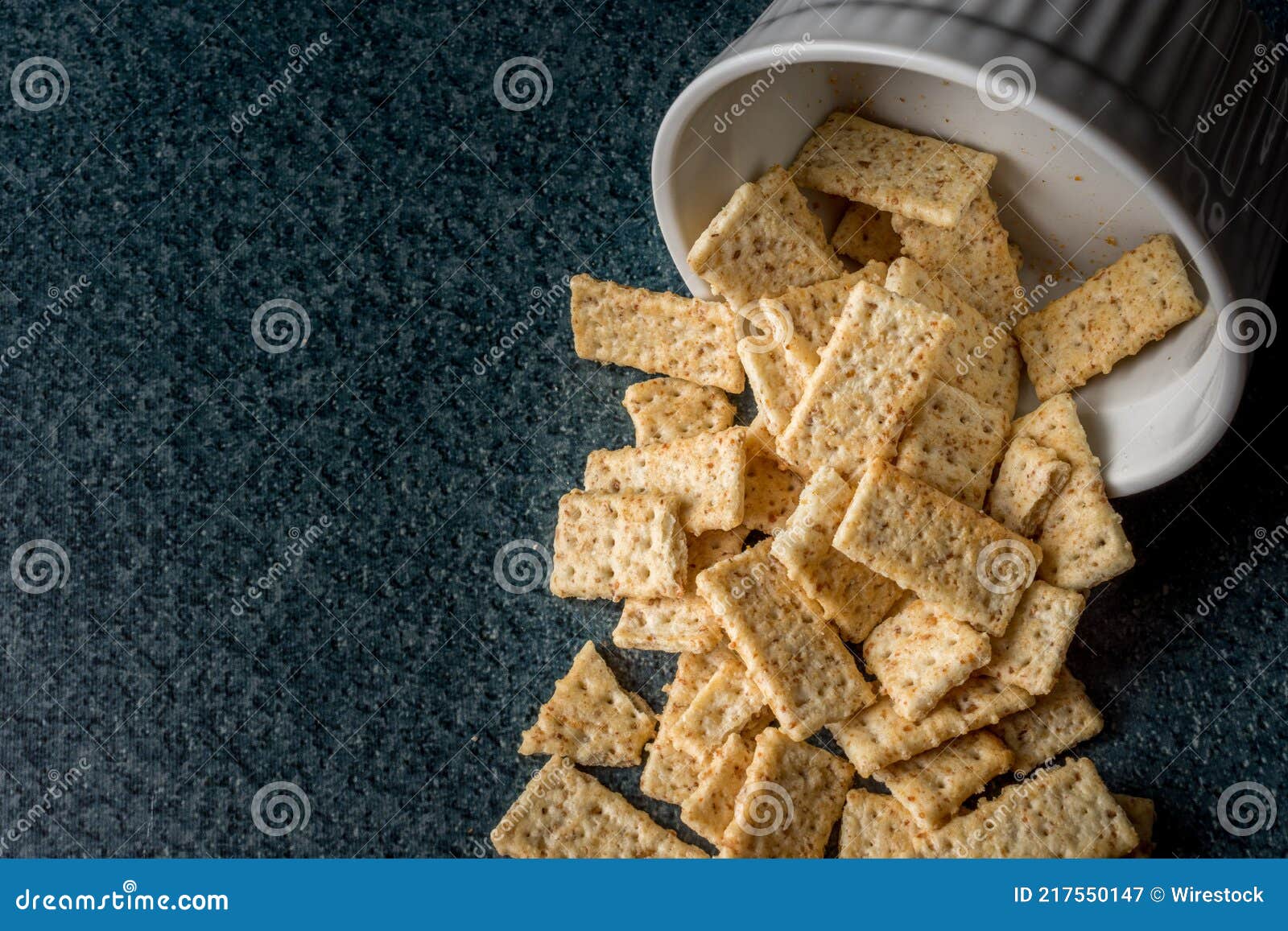 Rectangular Crackers Poured Out from the Bowl Stock Image - Image of ...