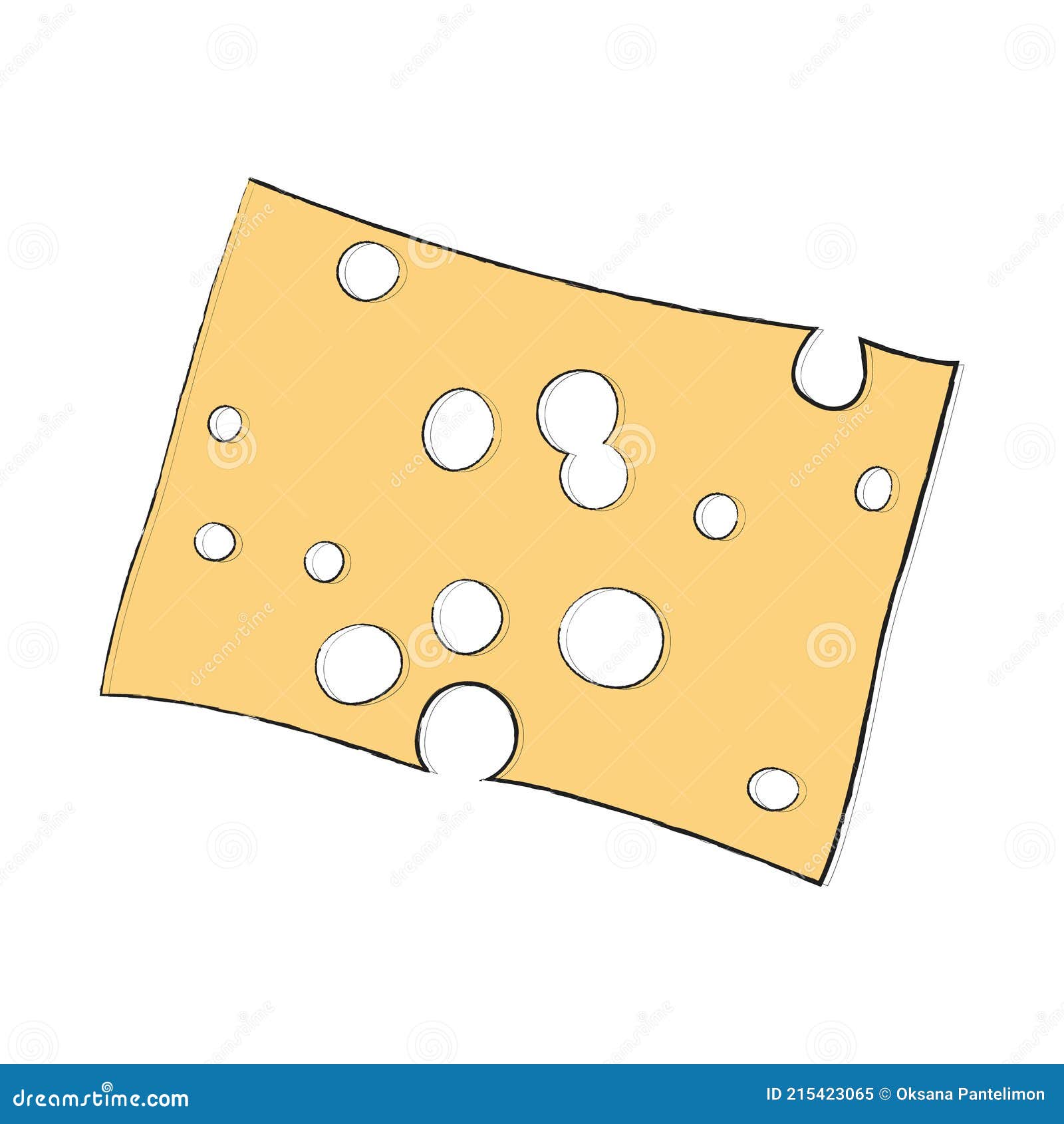 Rectangular Cut Piece of Yellow Hard Cheese with Large Round Holes ...