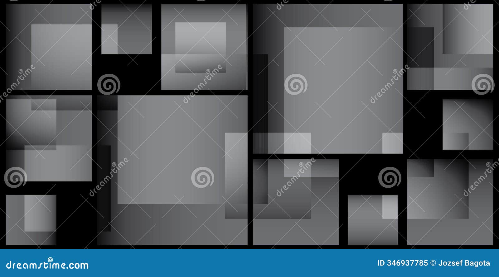 Rectangular 3D Tiled Frames of Various Sizes, Colored in Shades of Gray ...