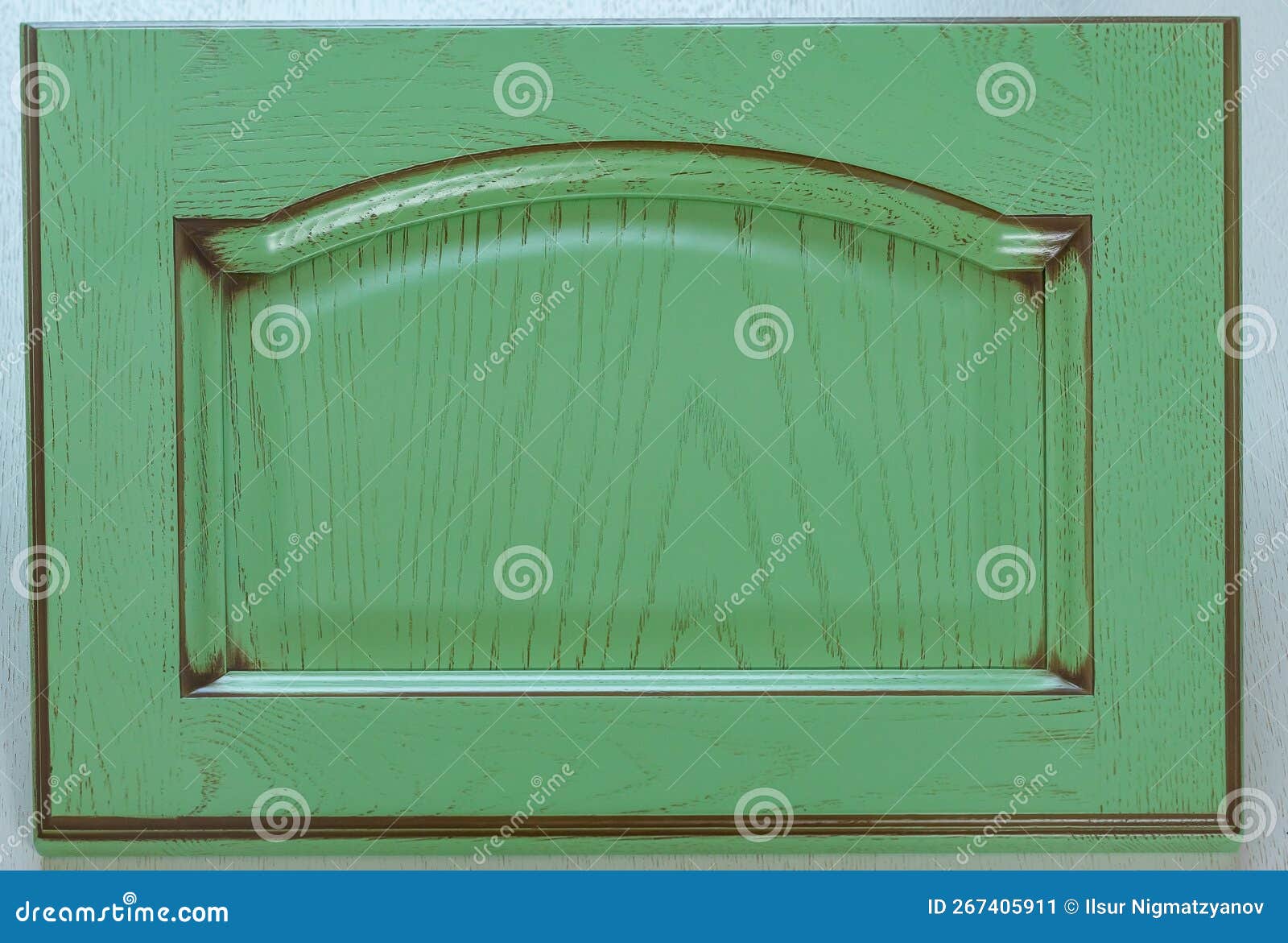 Rectangular Dark Green Kitchen Facade Close-up. Background of Turquoise ...