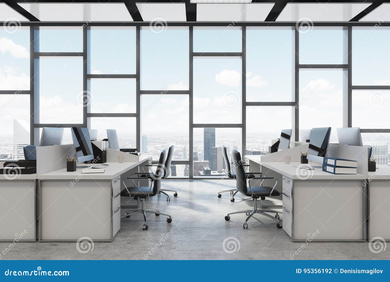 Rectangular Decoration Open Space Office Close Up Stock Illustration ...
