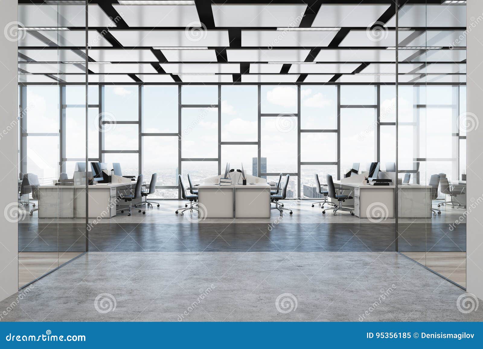 Rectangular Decoration Open Space Office Stock Illustration ...