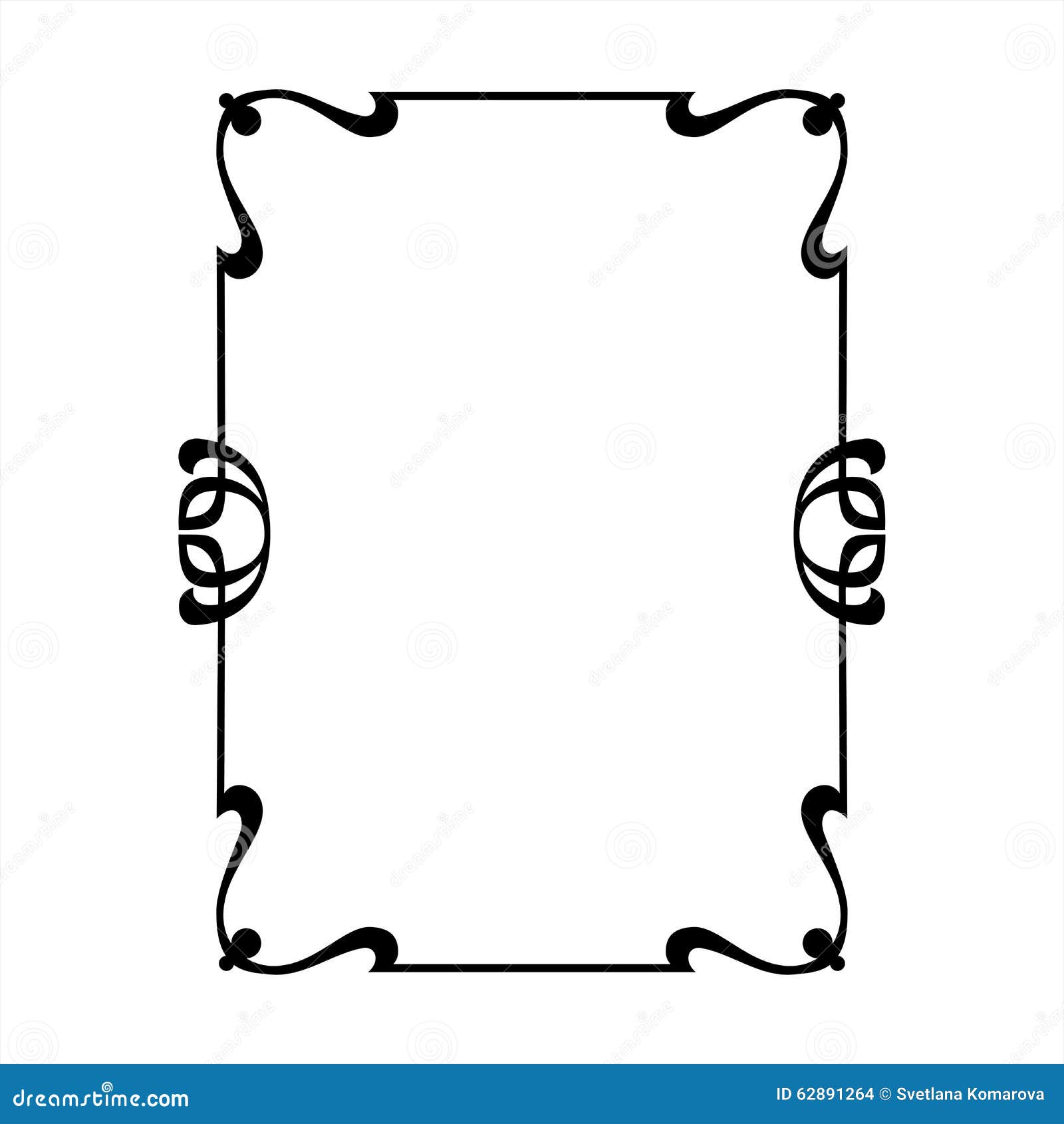 Rectangular Decorative Frame With Art Nouveau Ornament Vector ...