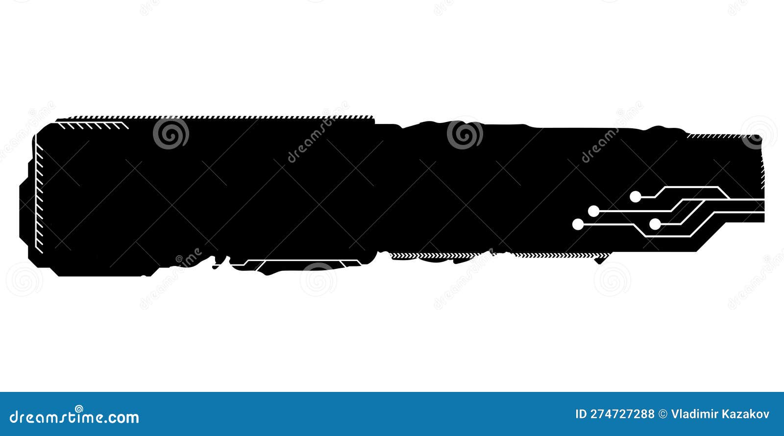 Rectangular Design Element Silhouette in Tech Style Isolated on White ...
