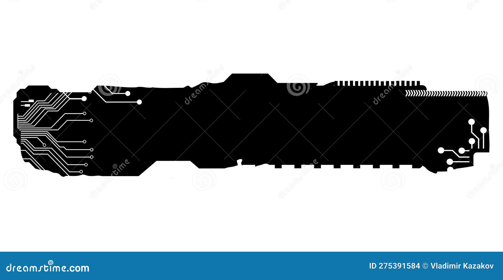 Rectangular Design Element Silhouette in Tech Style Isolated on White ...