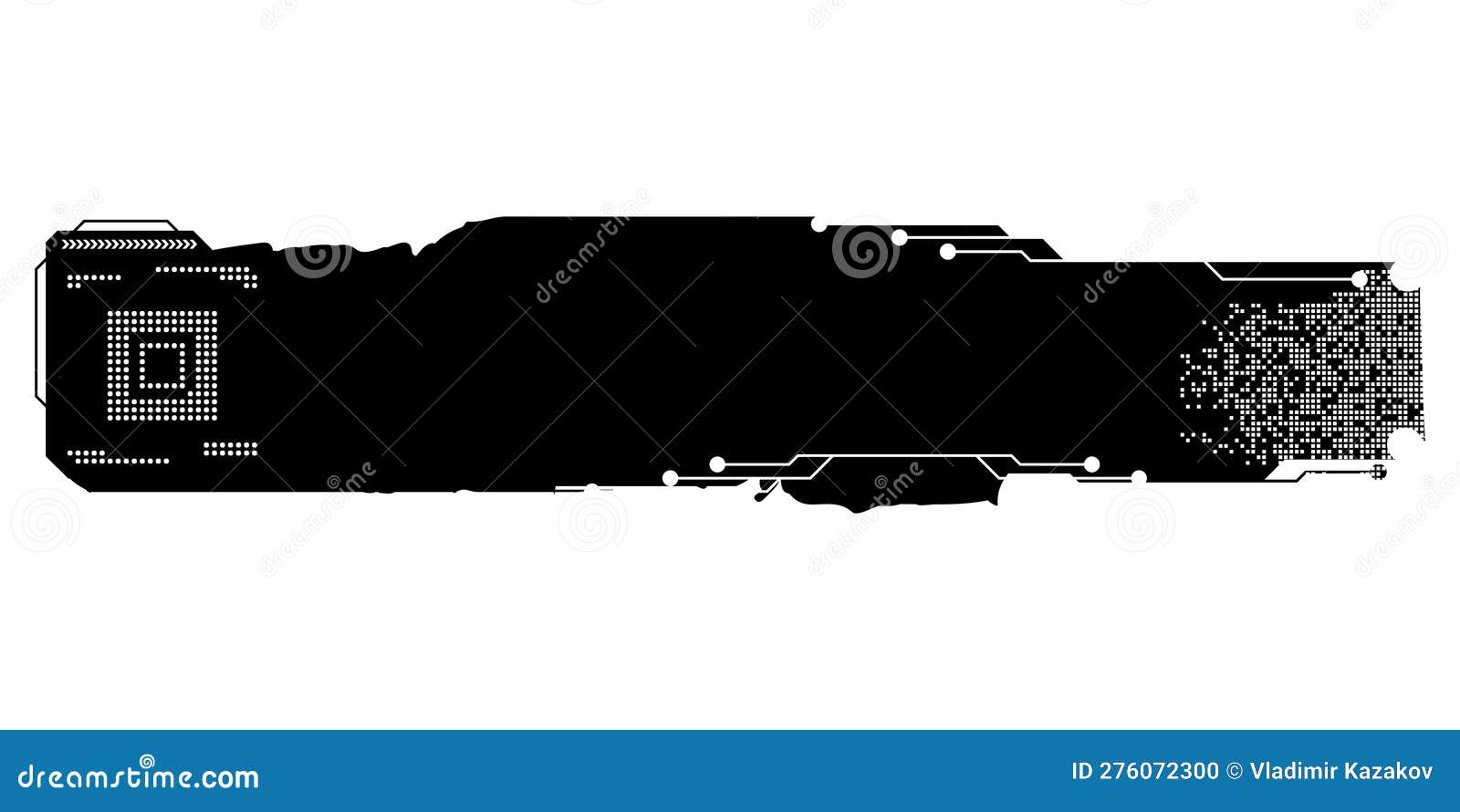 Rectangular Design Element Silhouette in Tech Style Isolated on White ...