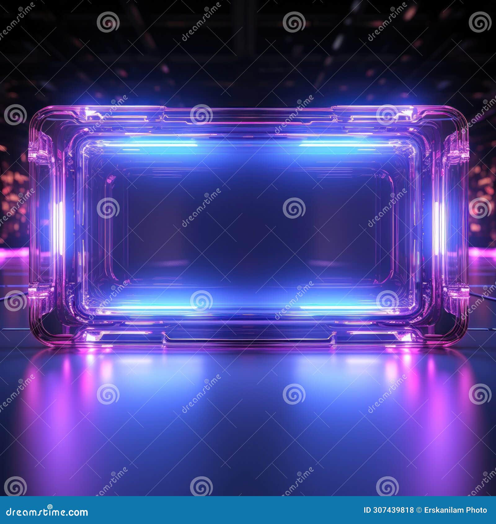 Rectangular Digital Design With Glowing Neon Texture And Elegant ...