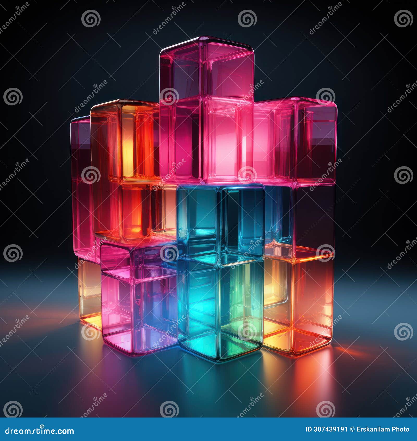 Rectangular Digital Design With Glowing Neon Texture And Elegant ...