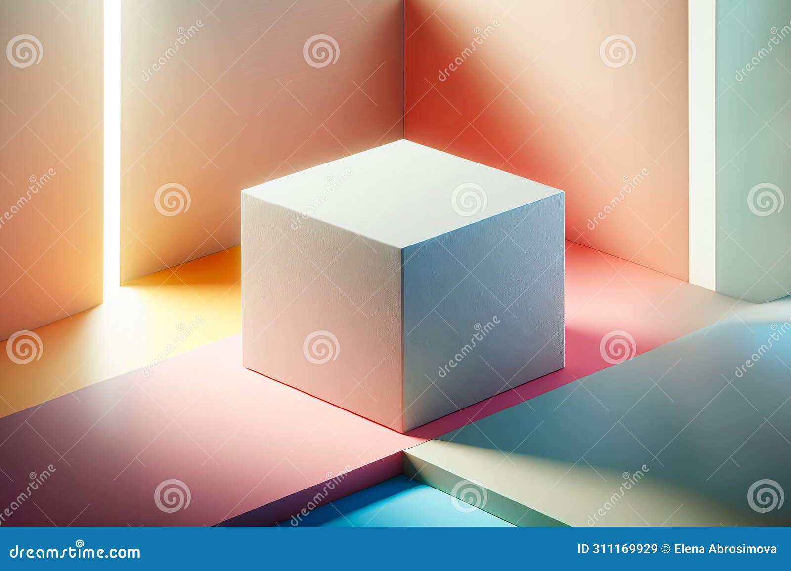 Rectangular Drywall Box Platform on Solid Color Surface, Colors Forms ...