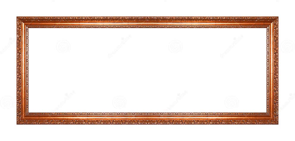 Rectangular Empty Wooden and Copper or Bronze Gilded Ornamental Frame ...
