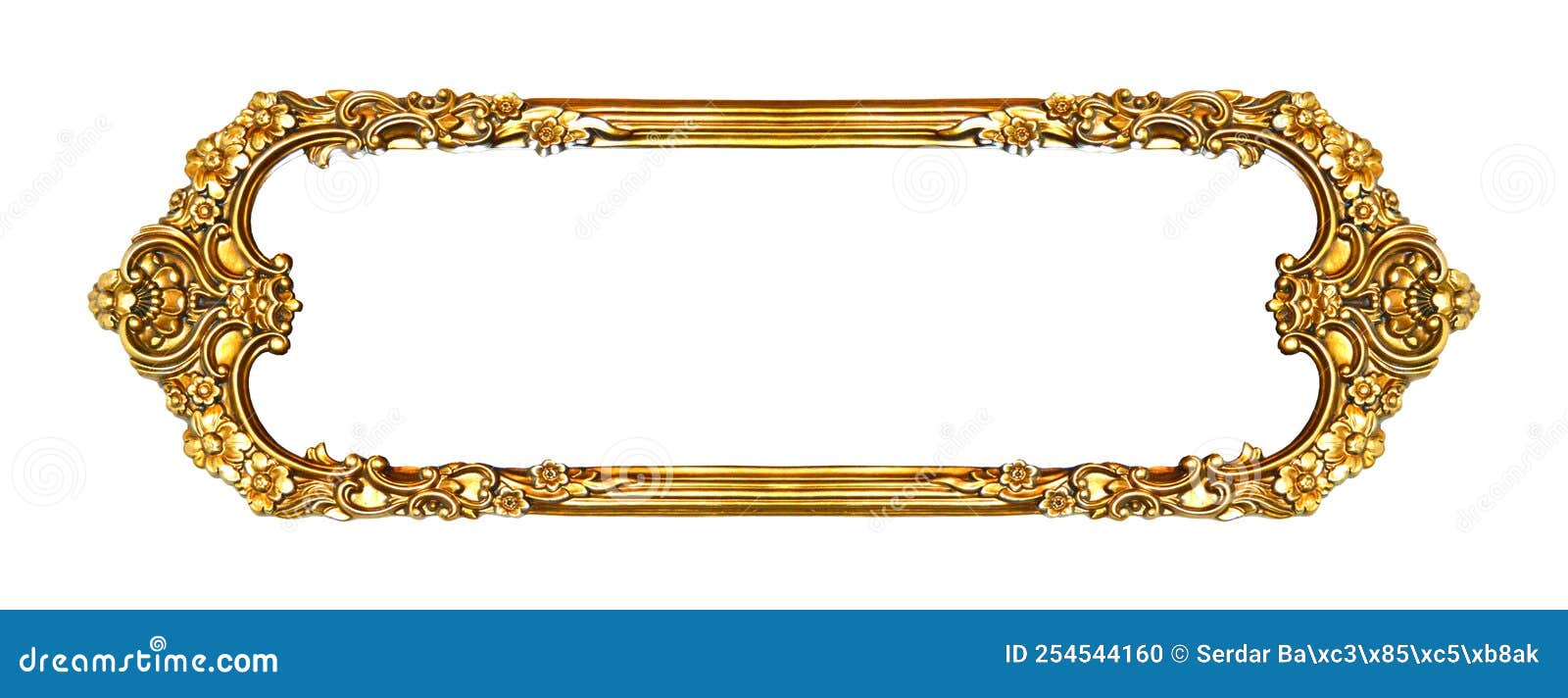 Rectangular Empty Wooden and Gold Gilded Ornamental Frame Stock Photo ...