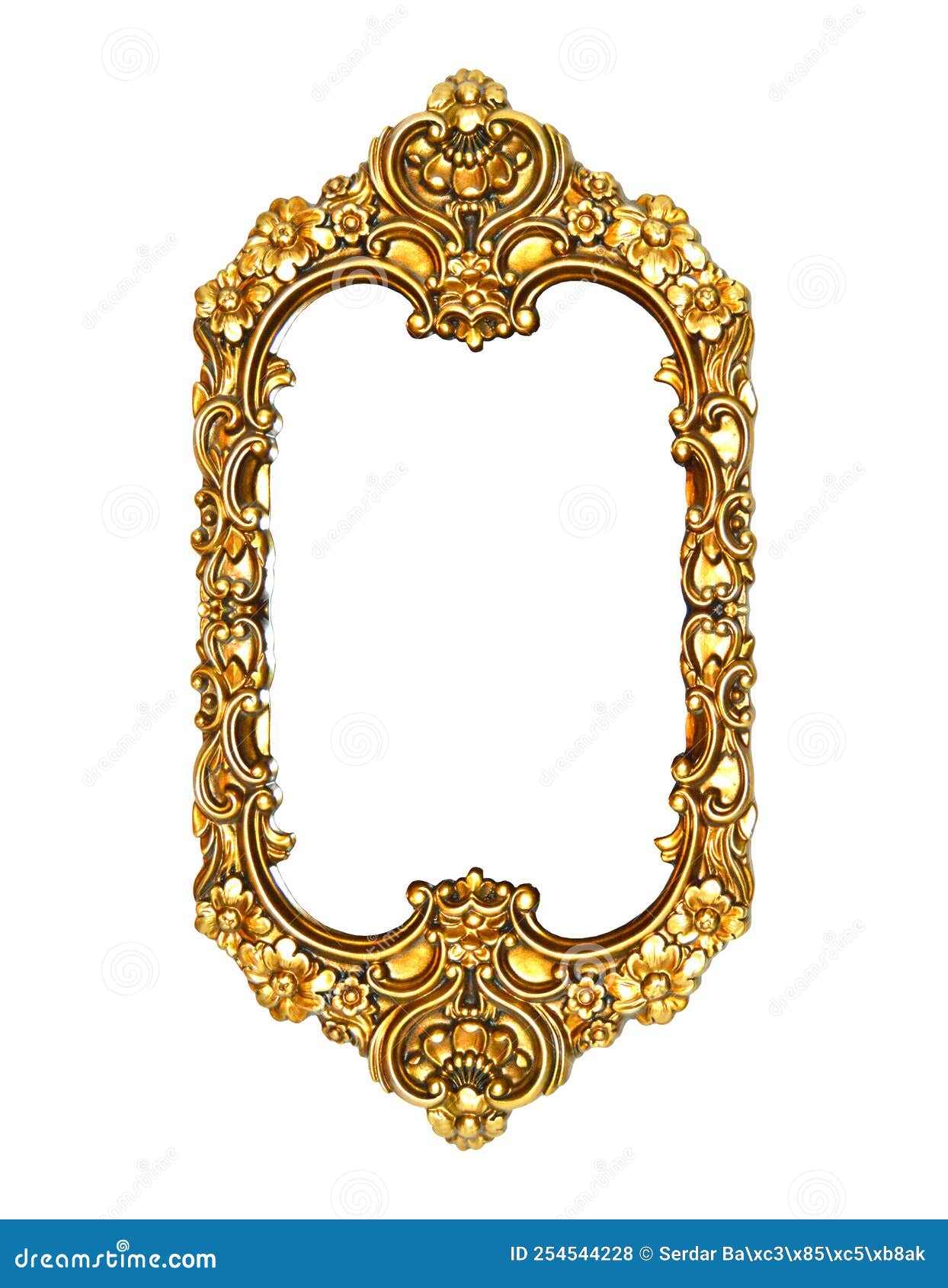 Rectangular Empty Wooden and Gold Gilded Ornamental Frame Stock Photo ...