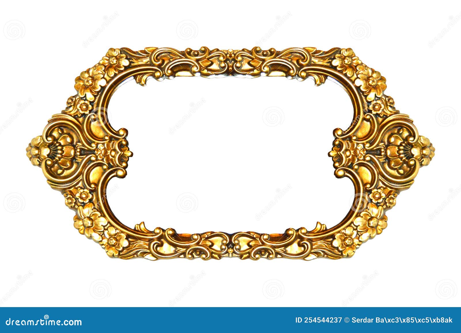 Rectangular Empty Wooden and Gold Gilded Ornamental Frame Stock Image ...