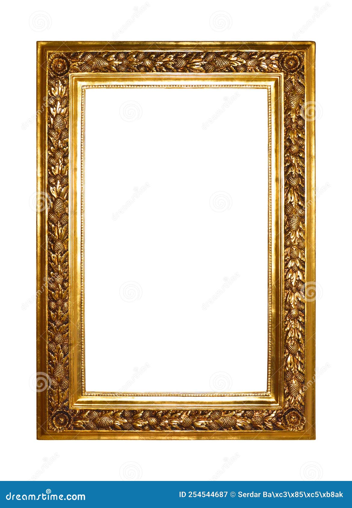 Rectangular Empty Wooden and Gold Gilded Ornamental Frame Stock Image ...