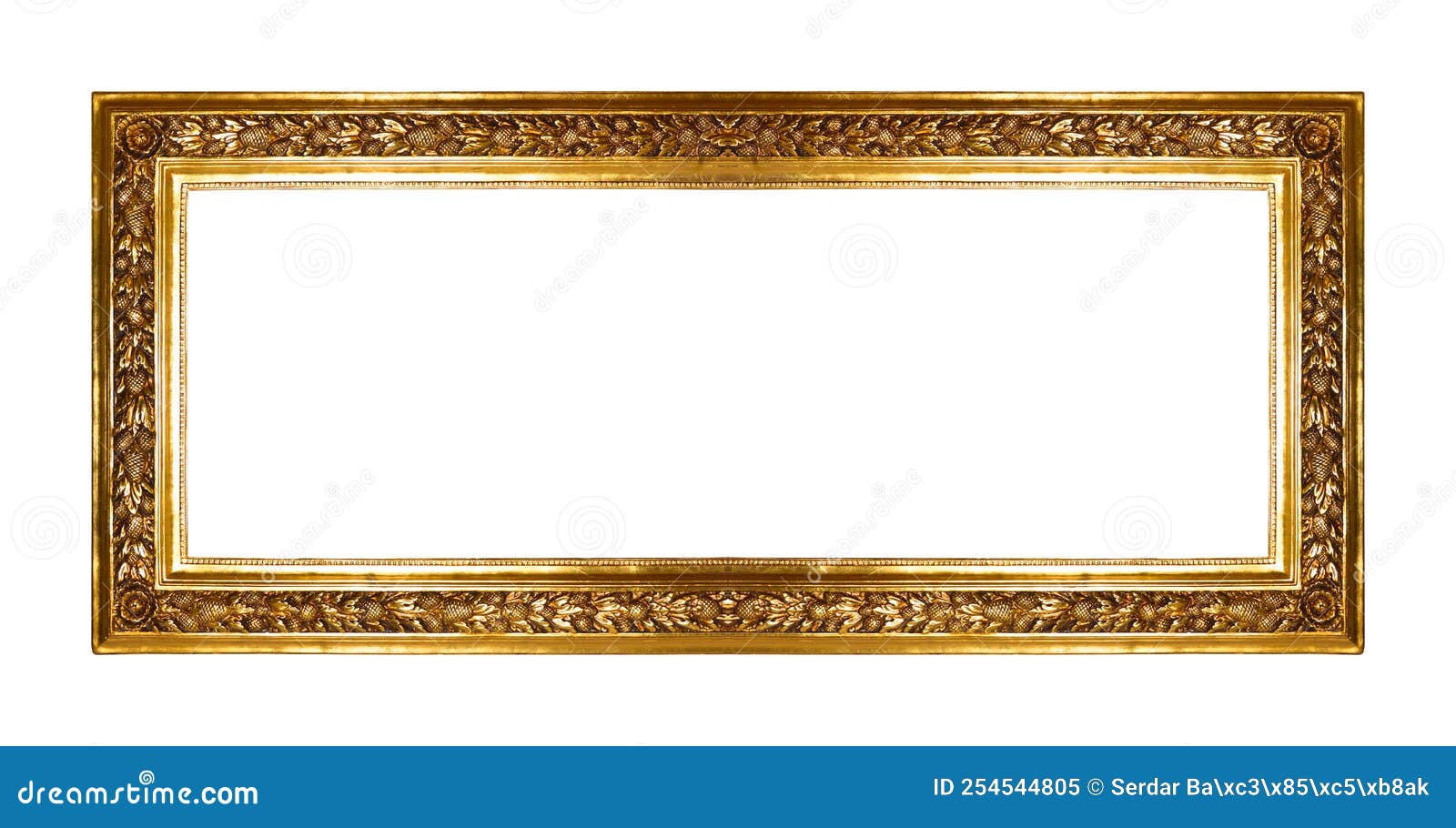 Rectangular Empty Wooden and Gold Gilded Ornamental Frame Stock Image ...