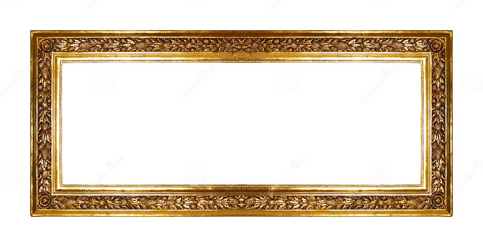 Rectangular Empty Wooden and Gold Gilded Ornamental Frame Stock Image ...