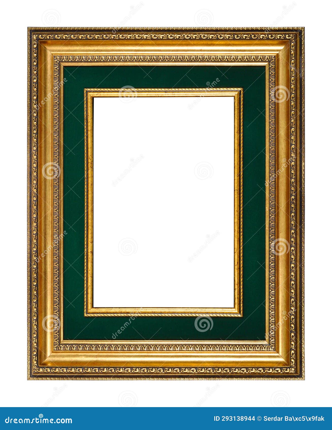 Rectangular Empty Wooden and Gold Gilded Ornamental Frame Stock ...