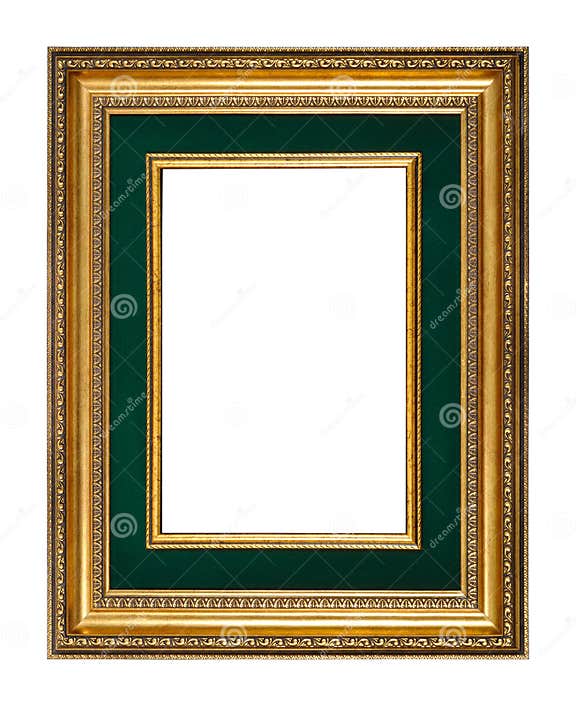 Rectangular Empty Wooden and Gold Gilded Ornamental Frame Stock ...