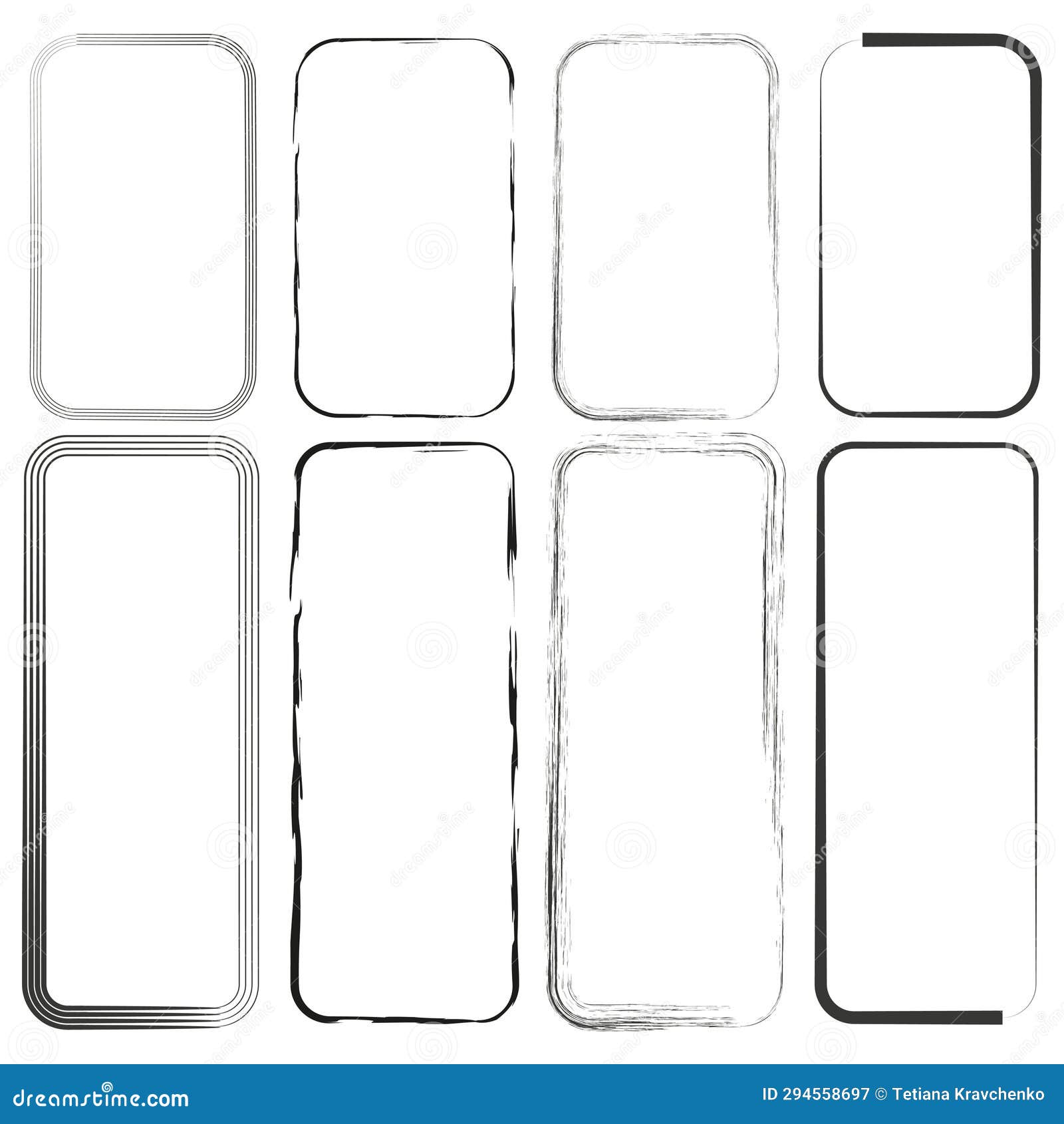 Rectangular Exclusive Figures. Long Vertical Frames. Brush Rectangles ...