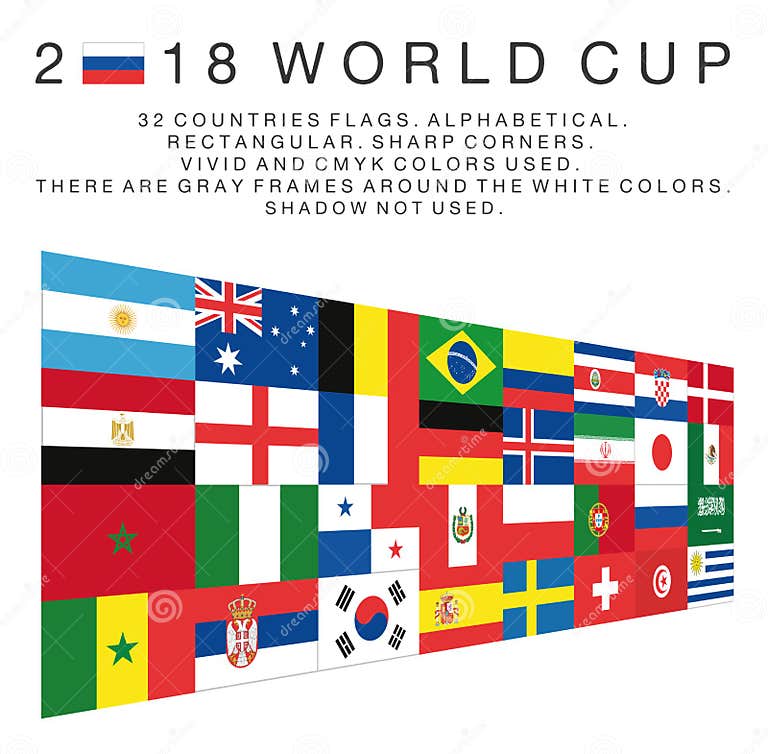 Rectangular Flags of 2018 World Cup Countries Editorial Photo ...