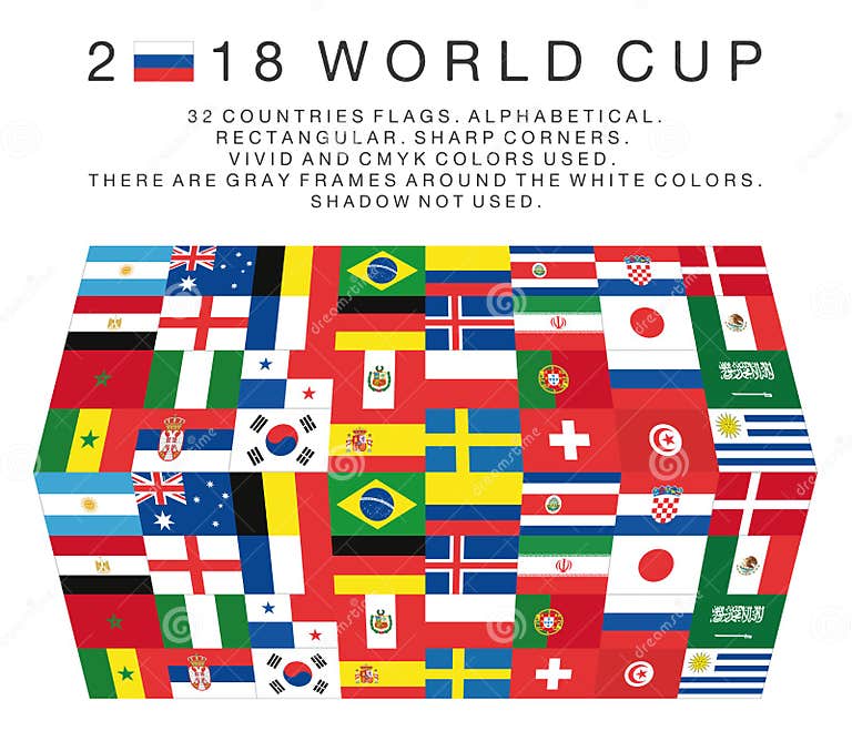 Rectangular Flags of 2018 World Cup Countries Editorial Photo ...