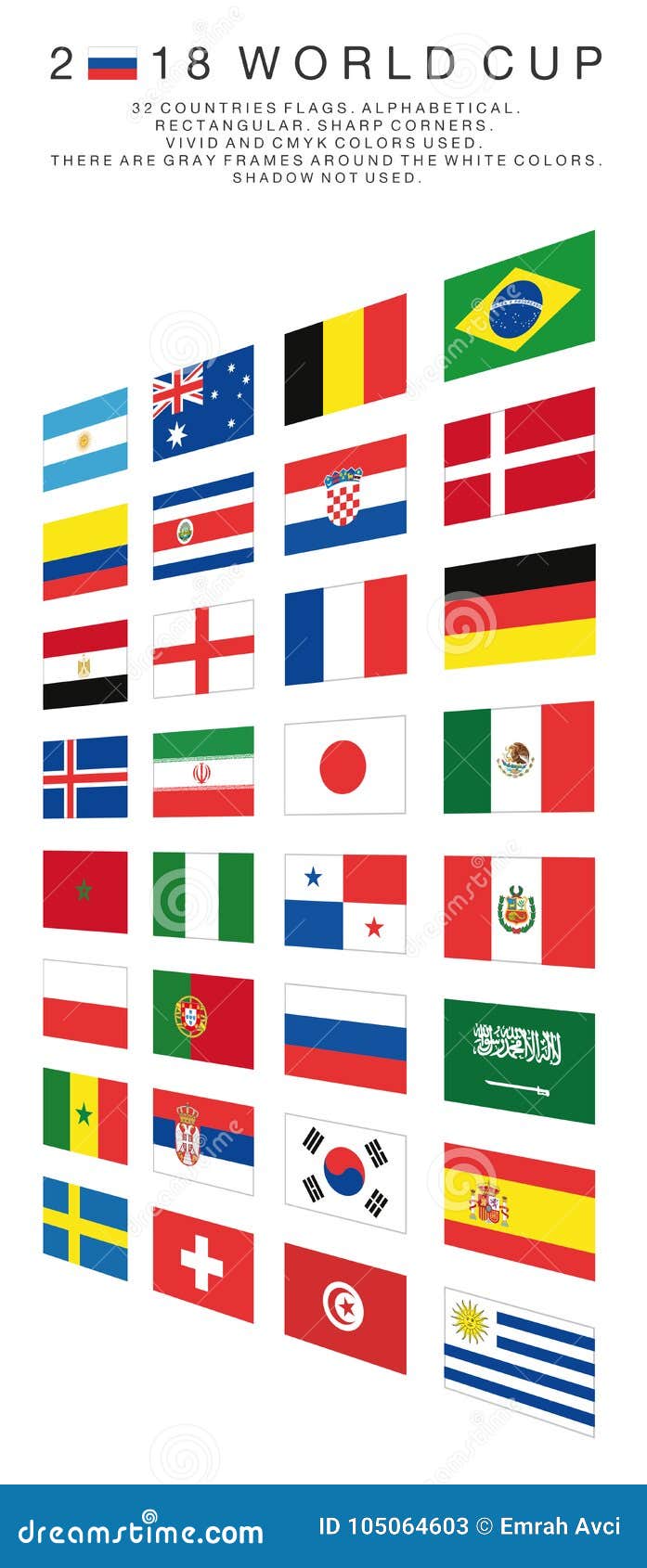 Rectangular Flags of 2018 World Cup Countries Editorial Stock Photo ...