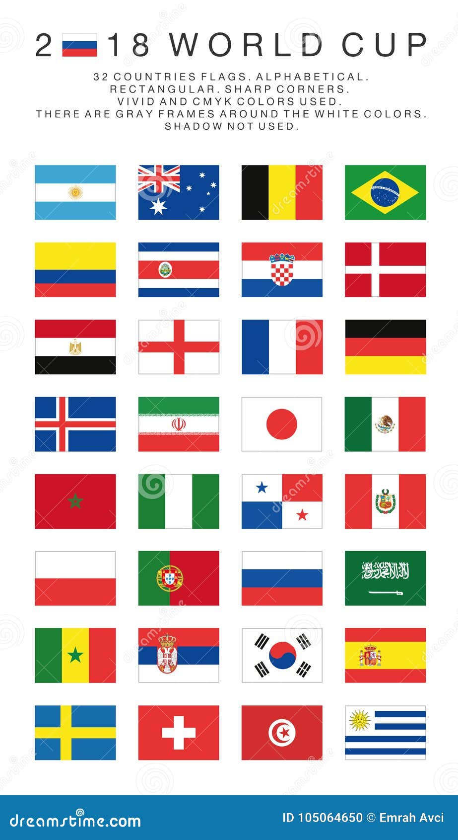 Rectangular Flags of 2018 World Cup Countries Editorial Image ...
