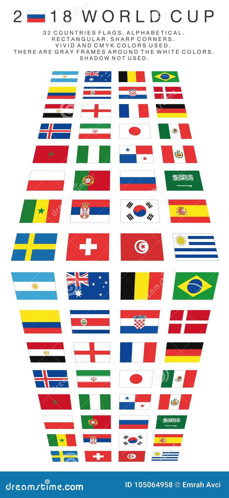 Rectangular Flags of 2018 World Cup Countries Editorial Stock Photo ...