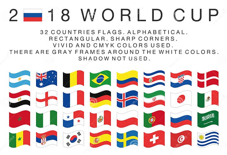 Rectangular Flags of 2018 World Cup Countries Editorial Image ...