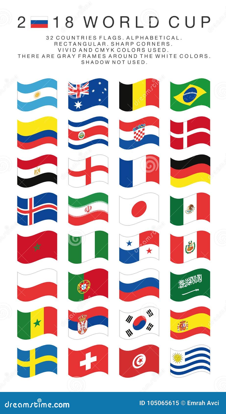 Rectangular Flags Of 2018 World Cup Countries Editorial Image ...