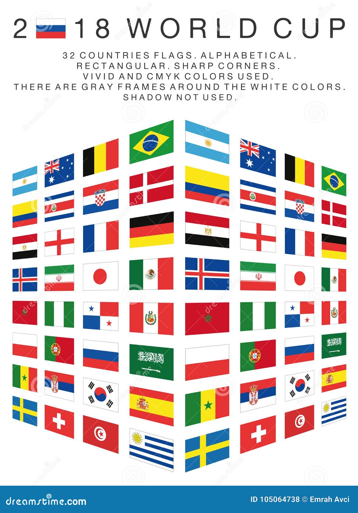 Rectangular Flags of 2018 World Cup Countries Editorial Stock Photo ...