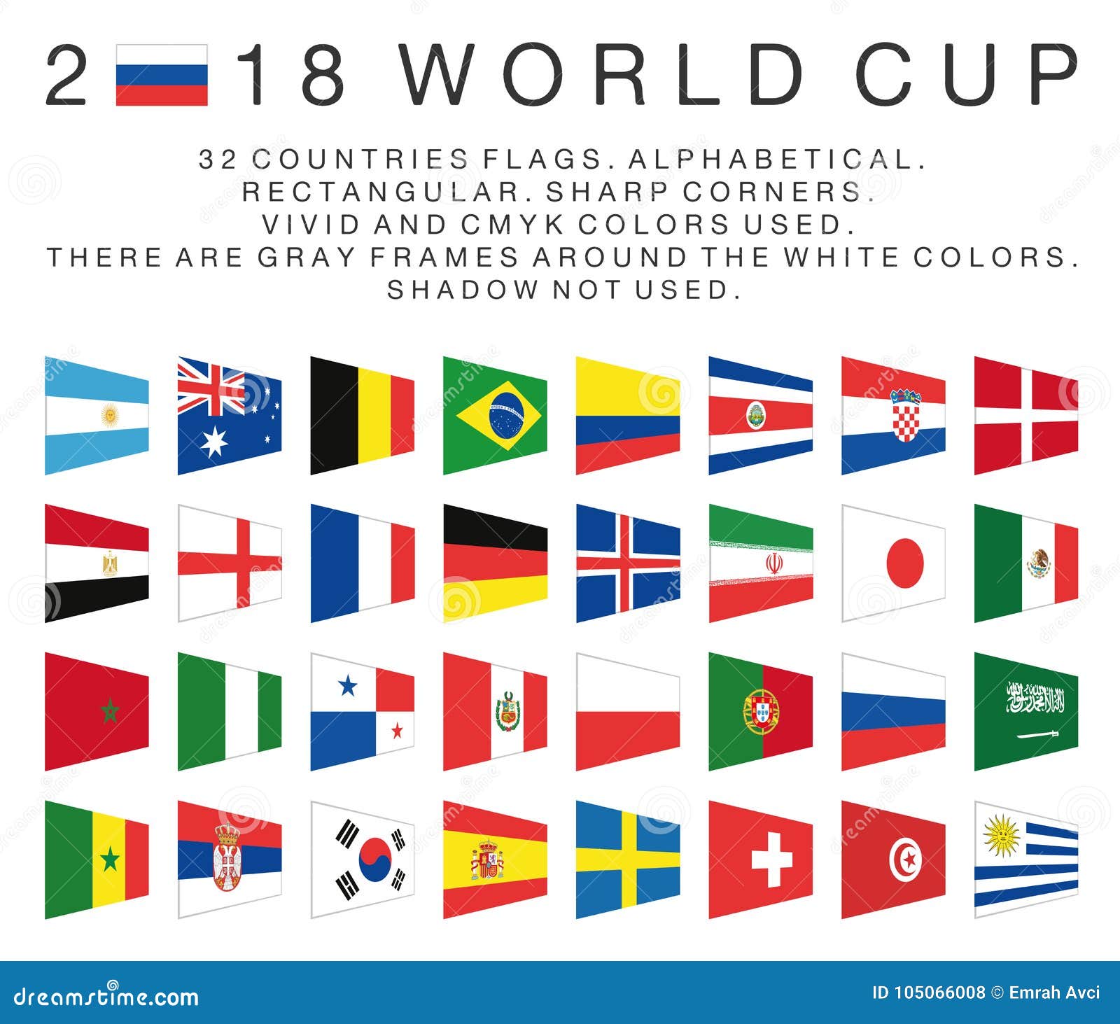 Rectangular Flags of 2018 World Cup Countries Editorial Stock Photo ...