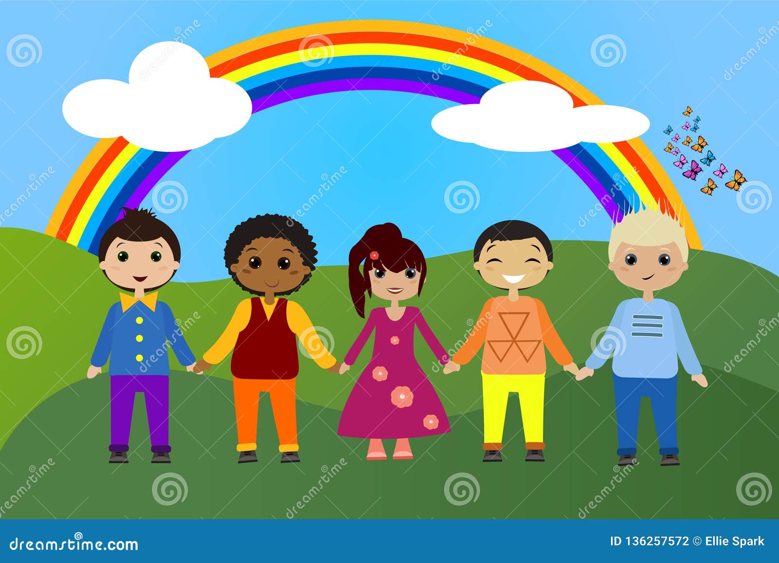 Group Of Multicultural Kids Cartoon Vector | CartoonDealer.com #43568253