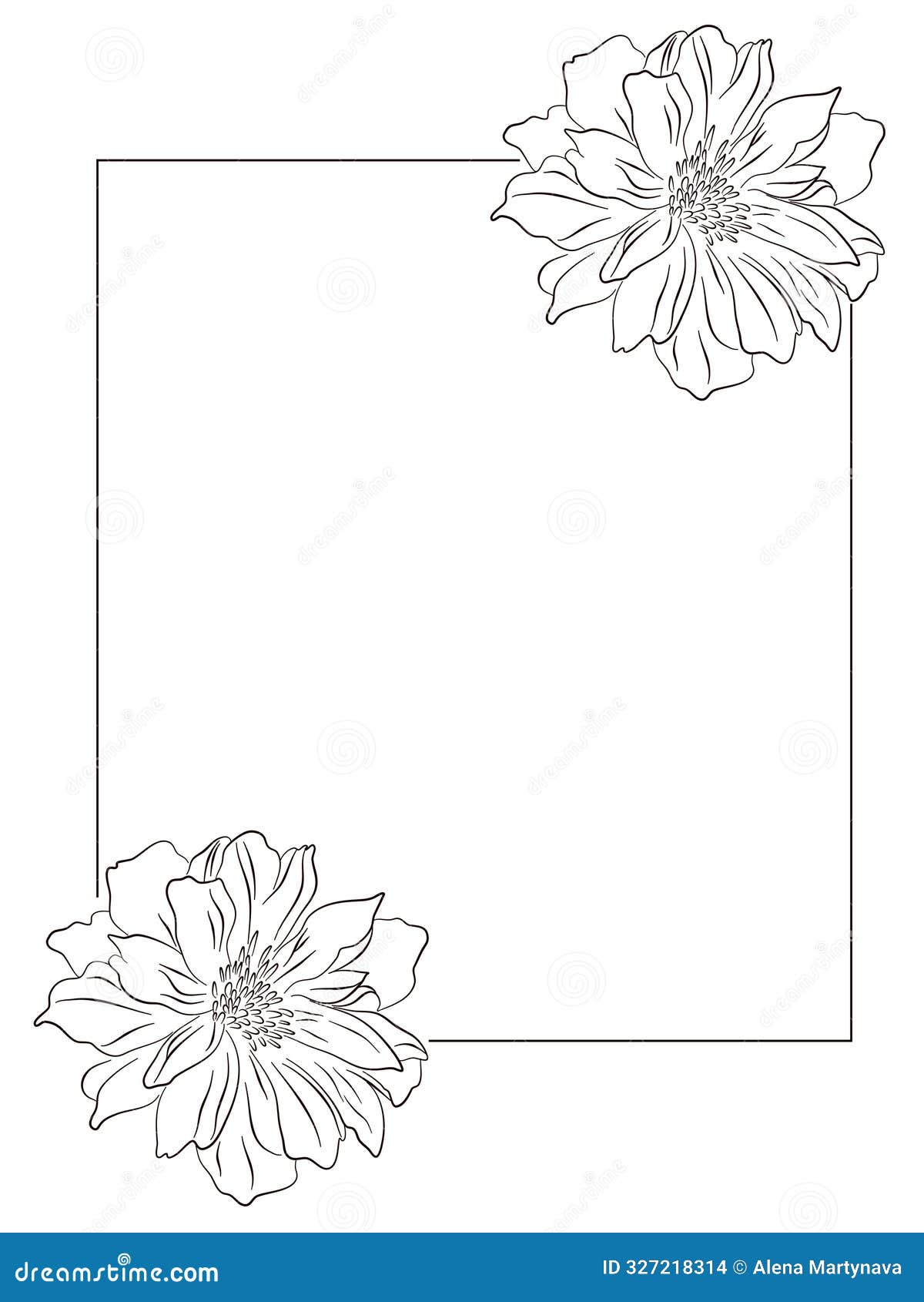 Rectangular Floral Border Frame Template with Decorated Corners Stock ...