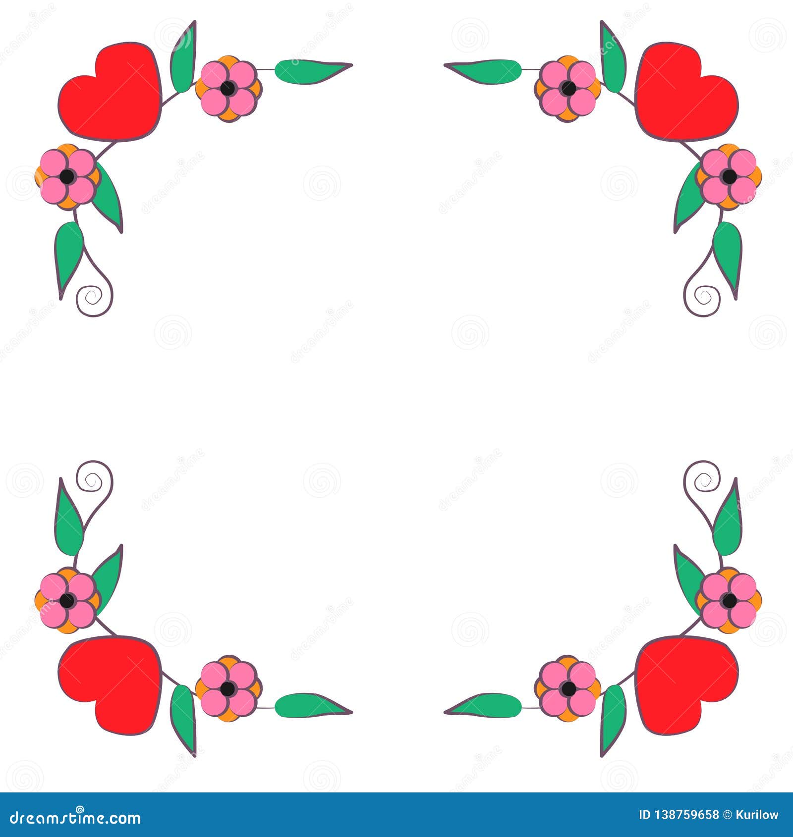 Rectangular Floral Border Frame Template with Decorative Corners ...