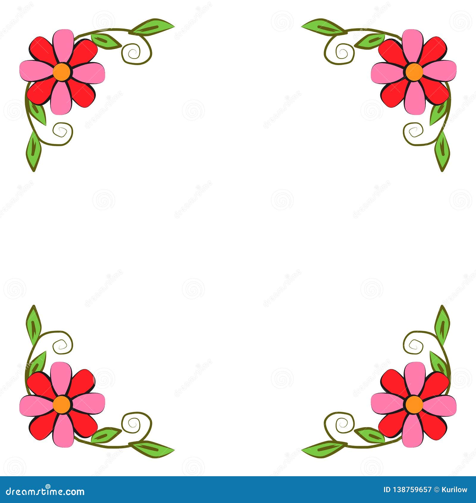 Rectangular Floral Border Frame Template with Decorative Corners ...