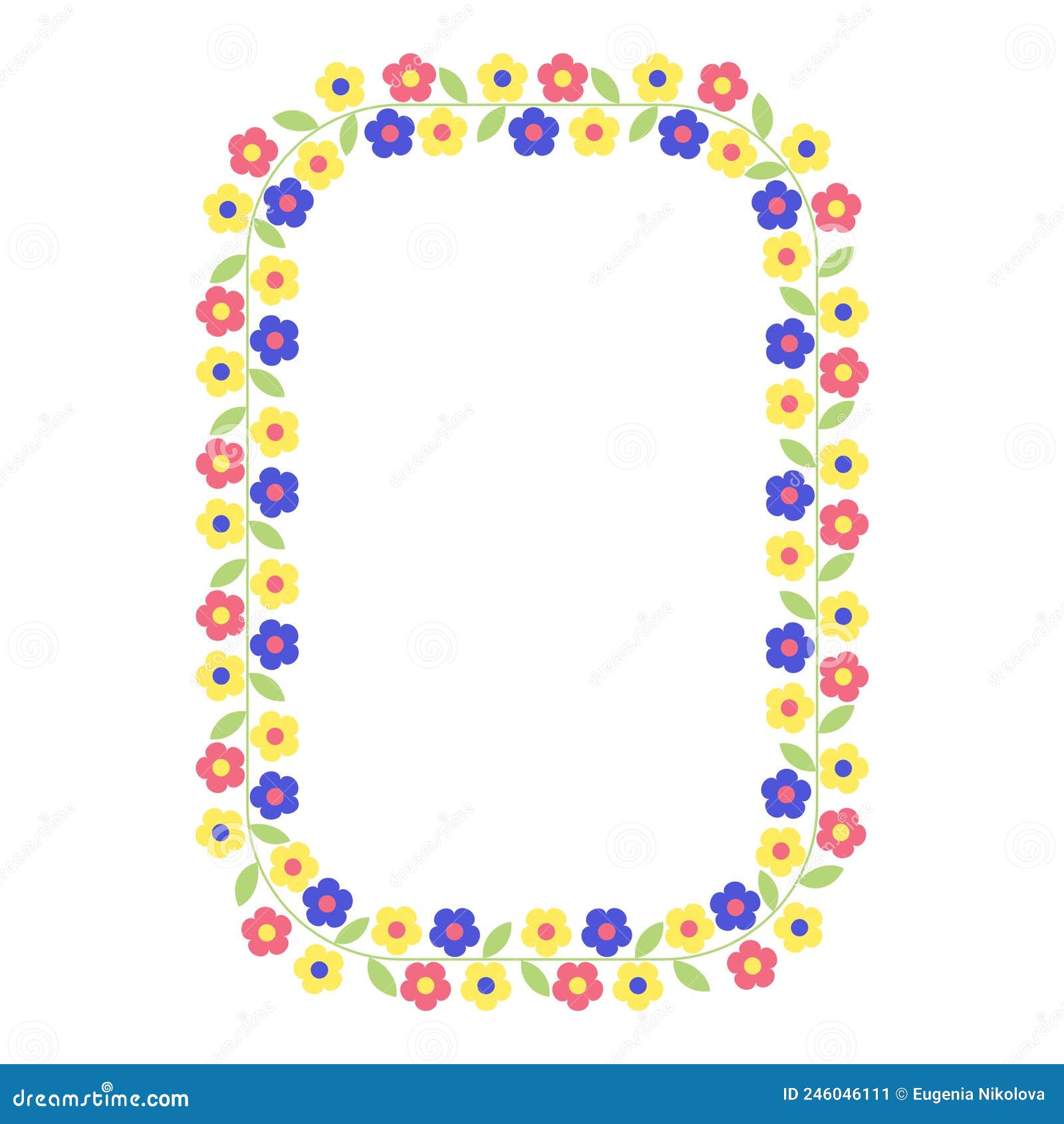 Rectangular Floral Frame. Size 4`` X 6``. Flowers Border. Aspect Ratio ...