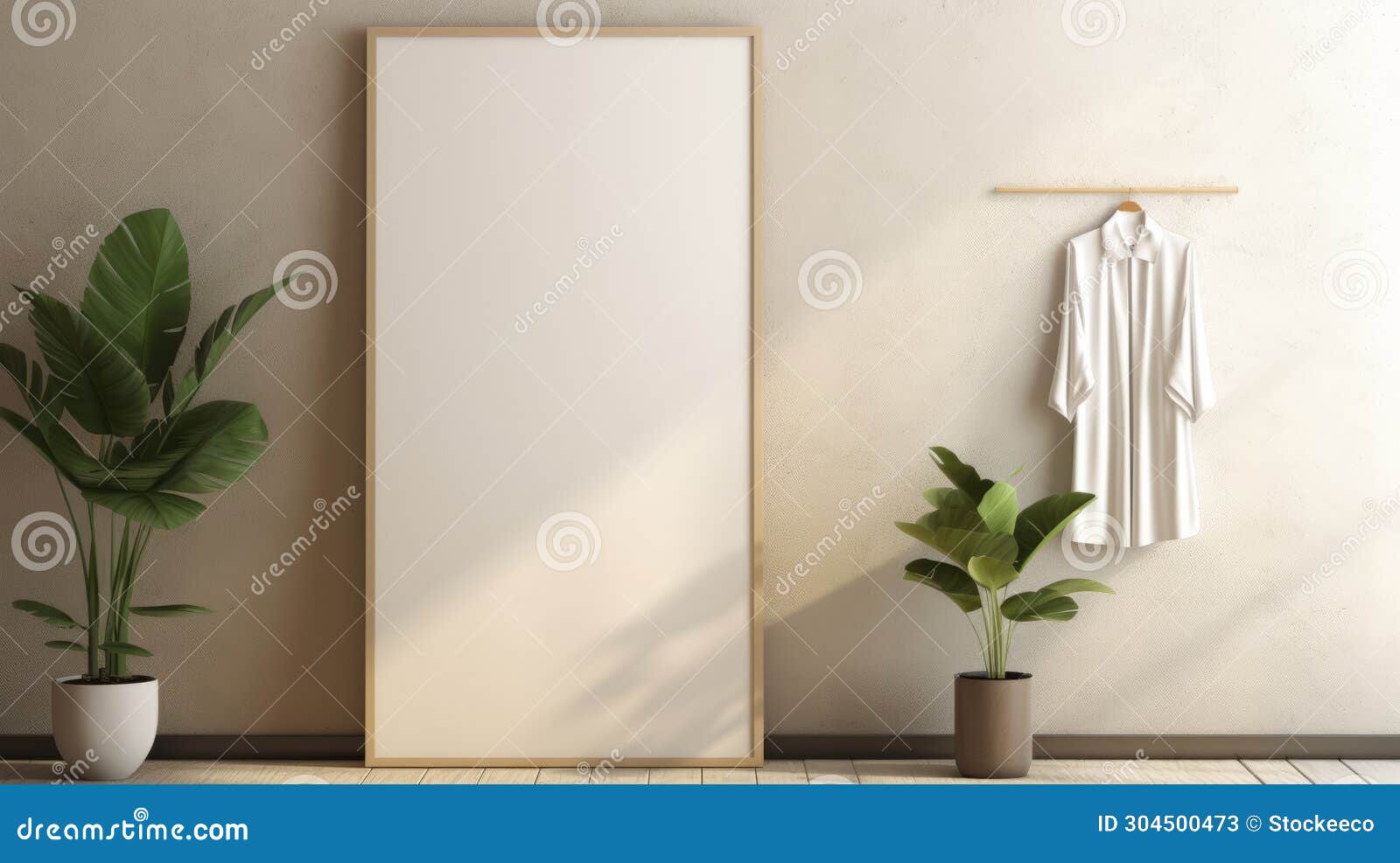 Japanese-inspired Art: Blank Wooden Picture Frame and Bathroom with ...