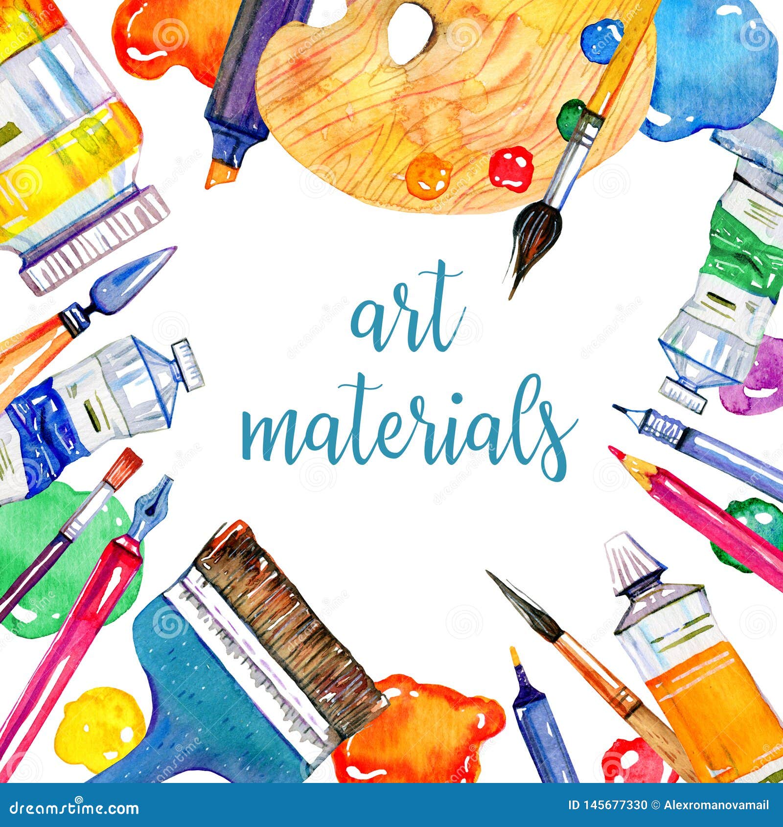 Artist Materials - Paint Tubes And Conteiners. Hand Drawn Sketch ...