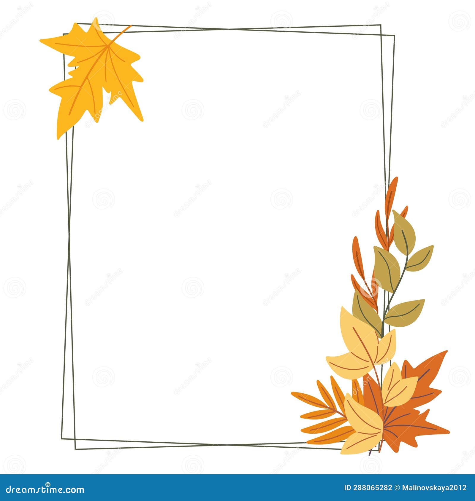 Rectangular Frame with Autumn Leaves Stock Illustration - Illustration ...